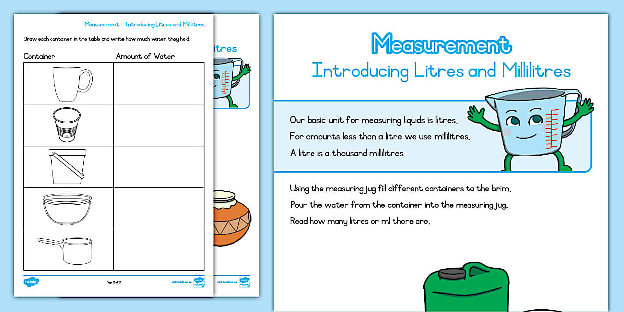 Mathematics Measurement Introducing Litres and Millilitres
