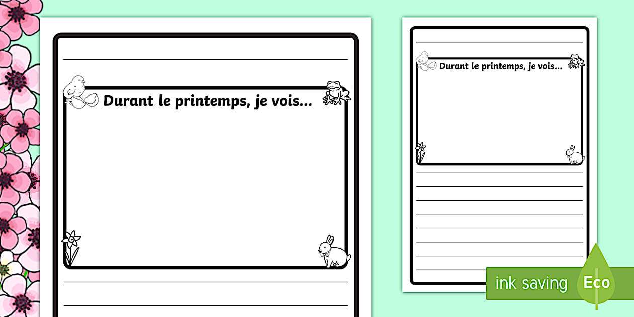 Cursive Supports pour la production d'écrits : durant le printemps, je ...