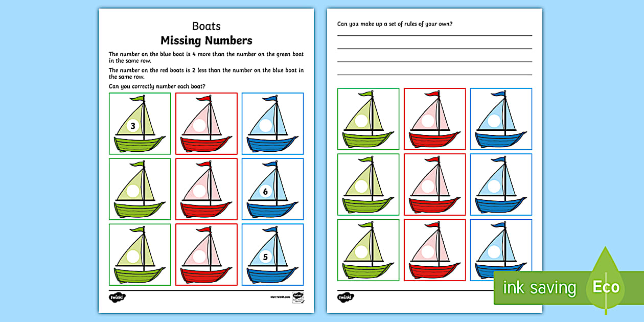 Addition and Subtraction Boats Puzzle Worksheet / Worksheet