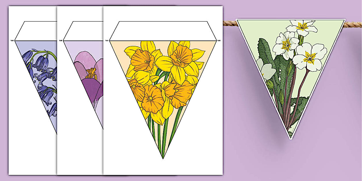 Spring Flower Display Bunting (teacher made) - Twinkl
