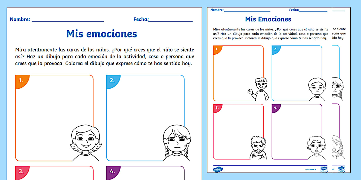 Hoja de actividad: Mis emociones- Guía de trabajo - Twinkl