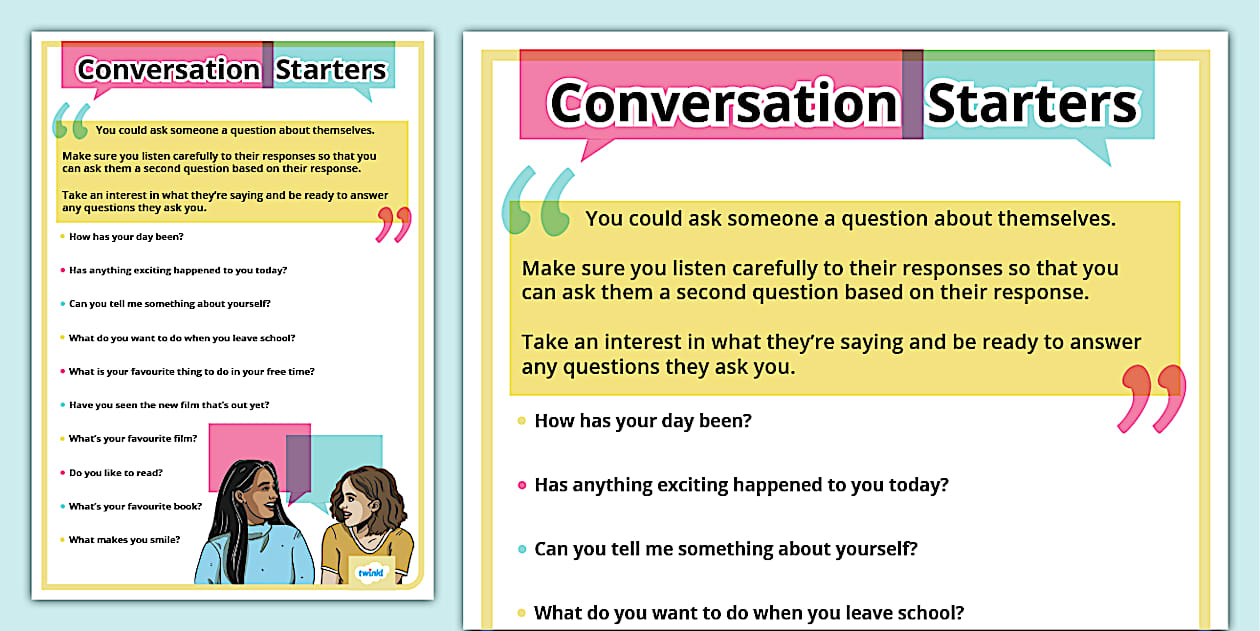 Conversation Starters Poster for SEND Learners