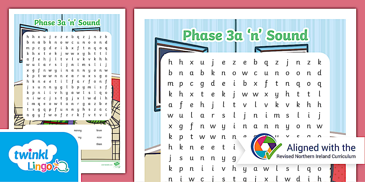 Northern Ireland Linguistic Phonics Phase 3a 'n' Sound Word Search