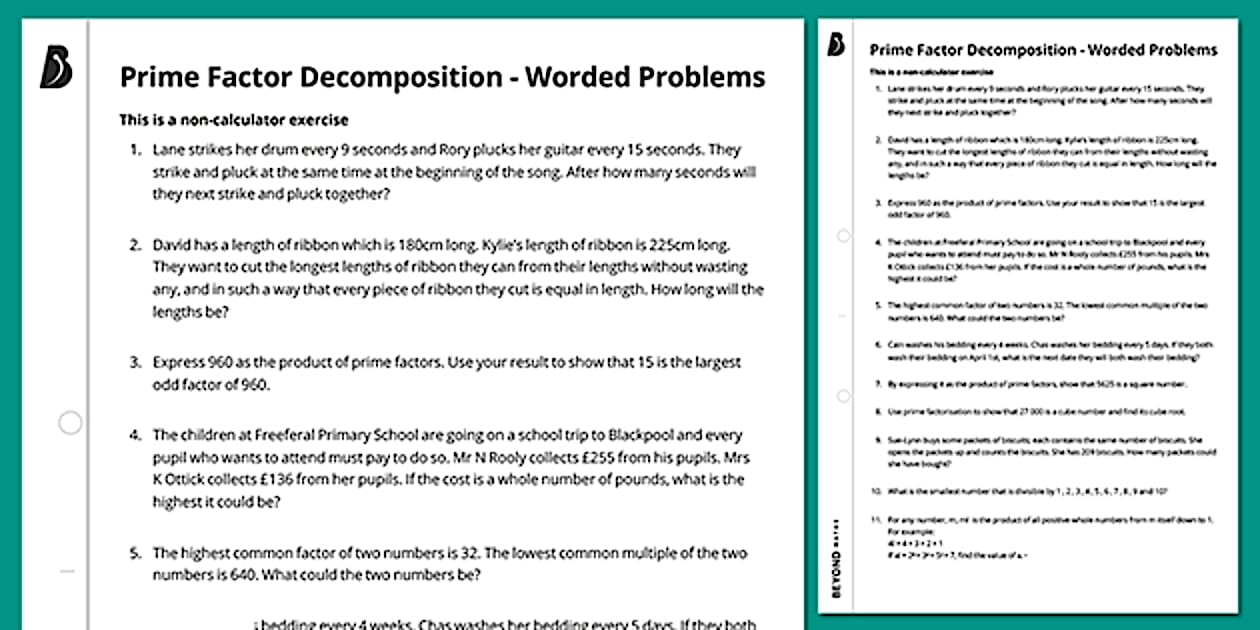 👉 Prime Factor Decomposition Worded Problems Ks3 Maths