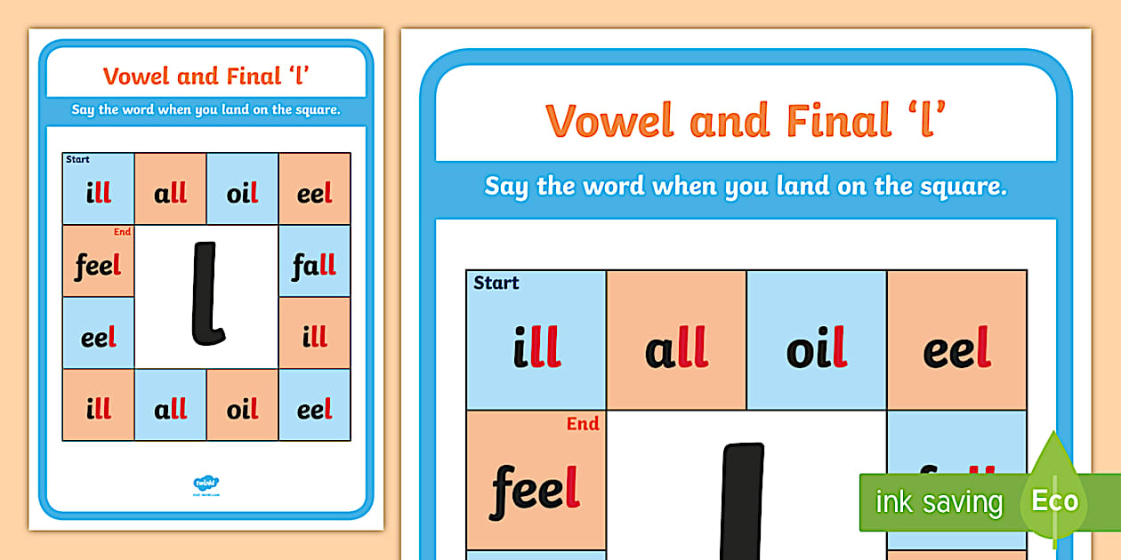 Vowel and Final 'L' Sound Board Game (teacher made) - Twinkl