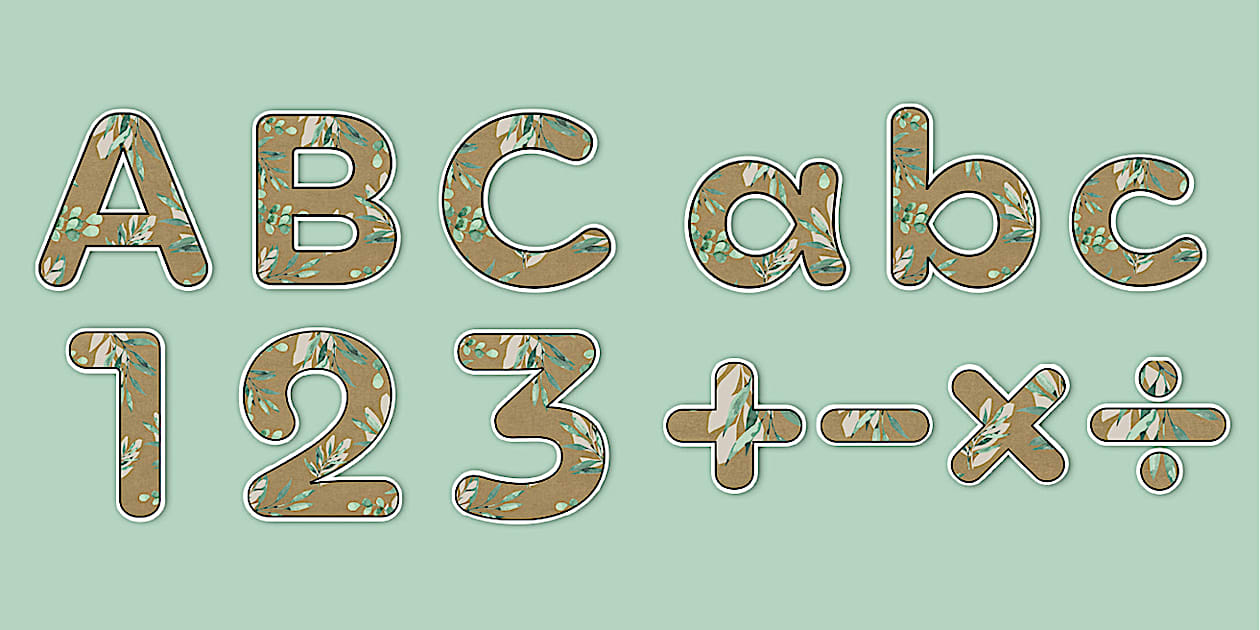 Botanical Bulletin Board Letters and Numbers - Twinkl