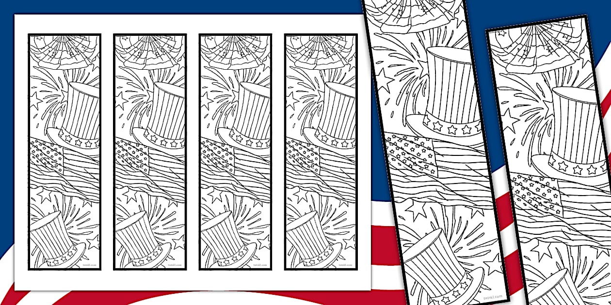 Independence Day (4th of July) Mindfulness Coloring Bookmarks