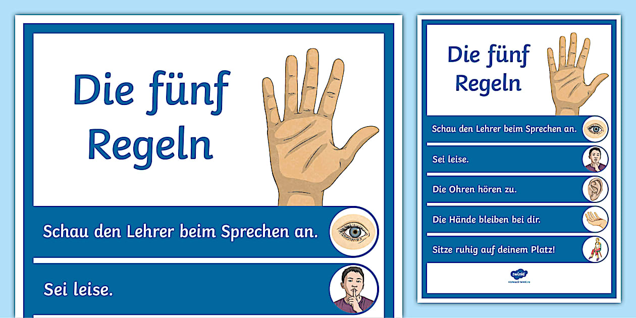 Die fünf Regeln – Poster (teacher made) - Twinkl
