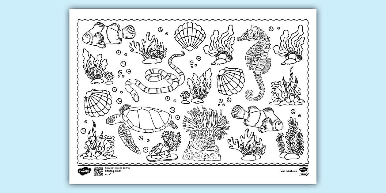 Coral Doodle Colouring Worksheet - Twinkl