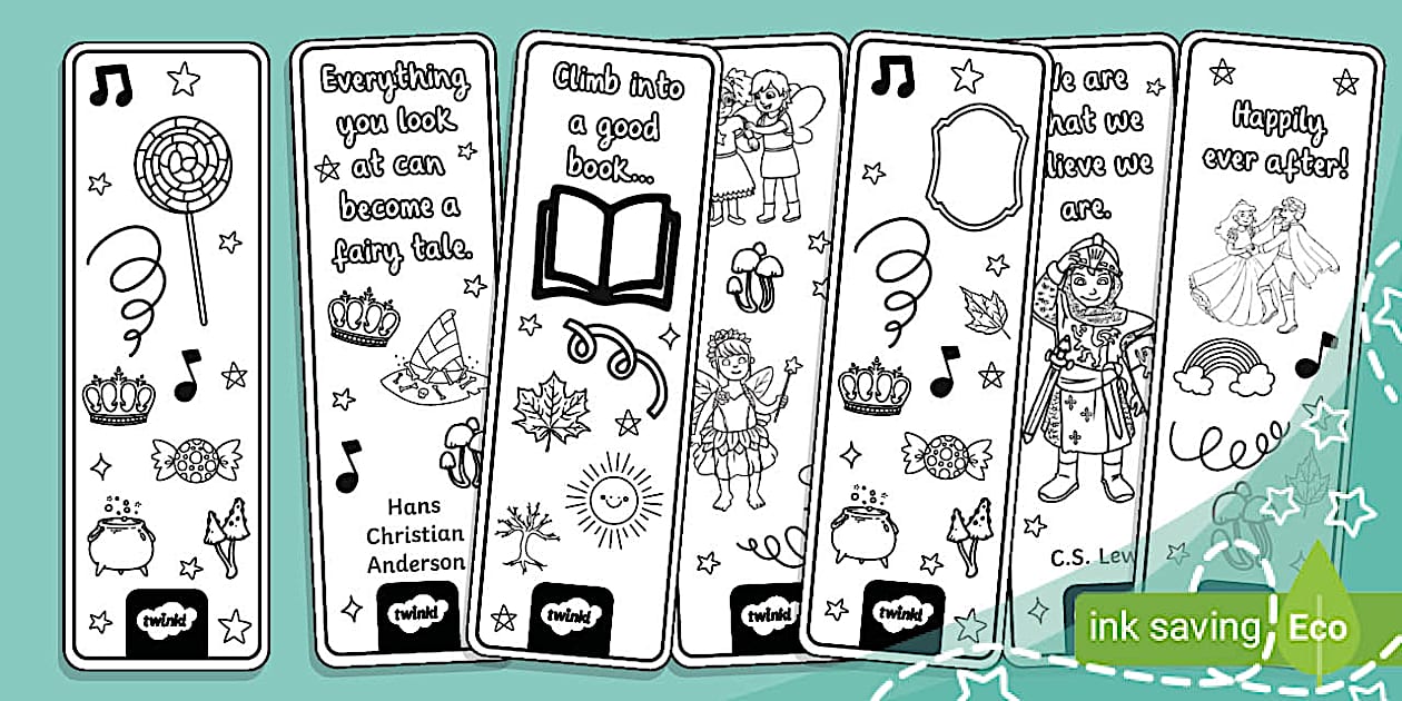 Fairy Tale-Themed Colour-In Bookmarks (profesor hizo)