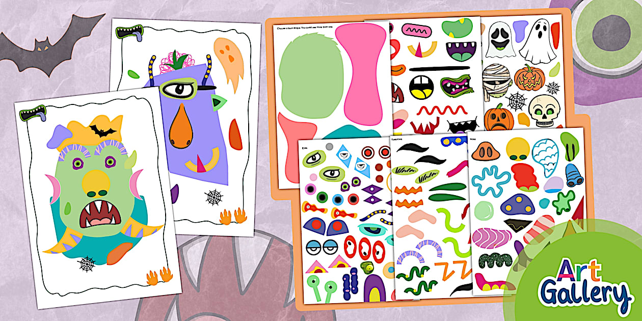 Halloween Monster Collage Activity Pack | Twinkl Art Gallery