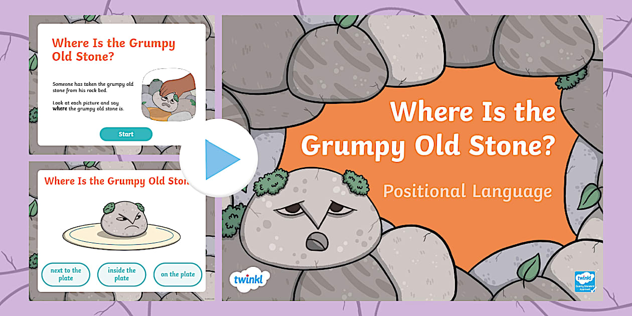 👉 Where Is the Grumpy Stone? Positional Language PowerPoint