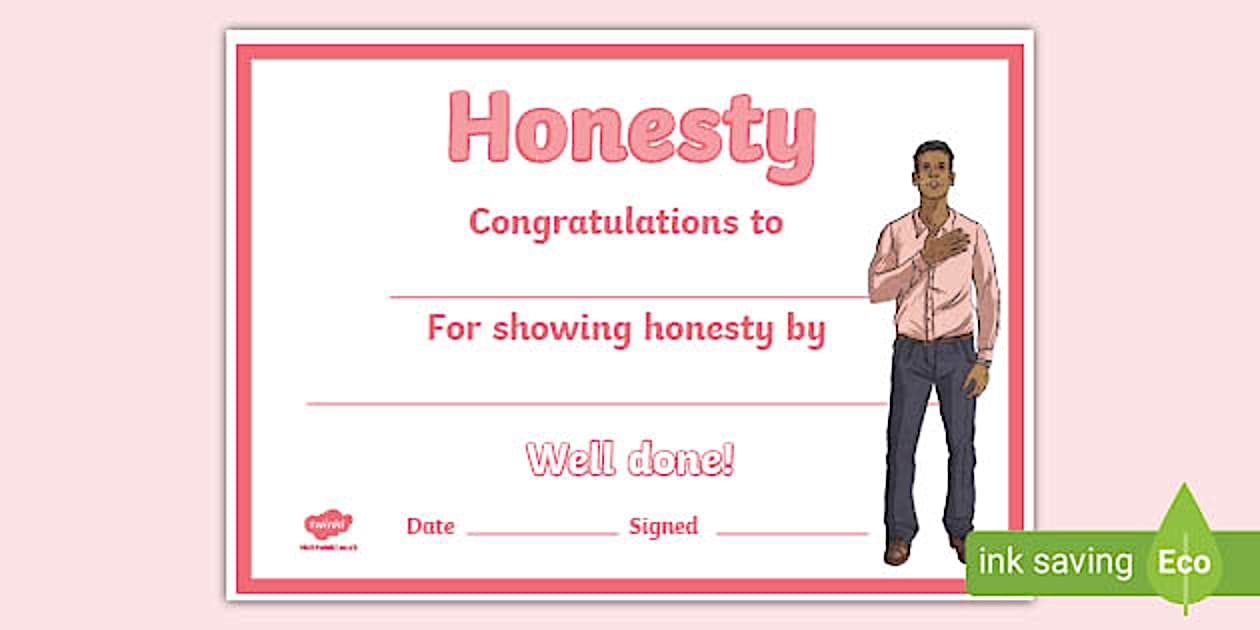 Honesty Certificate (teacher made) - Twinkl