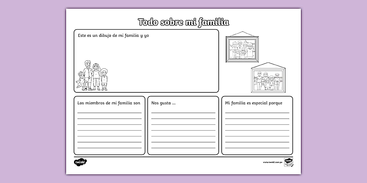 Ficha de actividad: Todo sobre mi familia | Twinkl - Twinkl