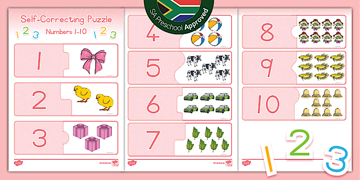 Self-Correcting Puzzle: 1-10 (teacher made) - Twinkl