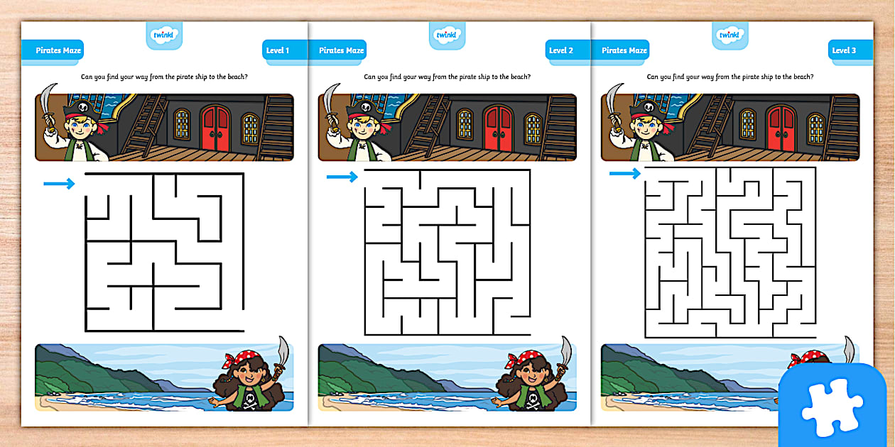Fun Pirates Maze Puzzle Pack - AL - Twinkl Puzzled - Kids