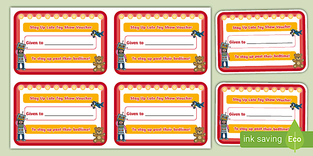 Late Late Toy Show Stay Up Voucher | Twinkl Ireland - Twinkl