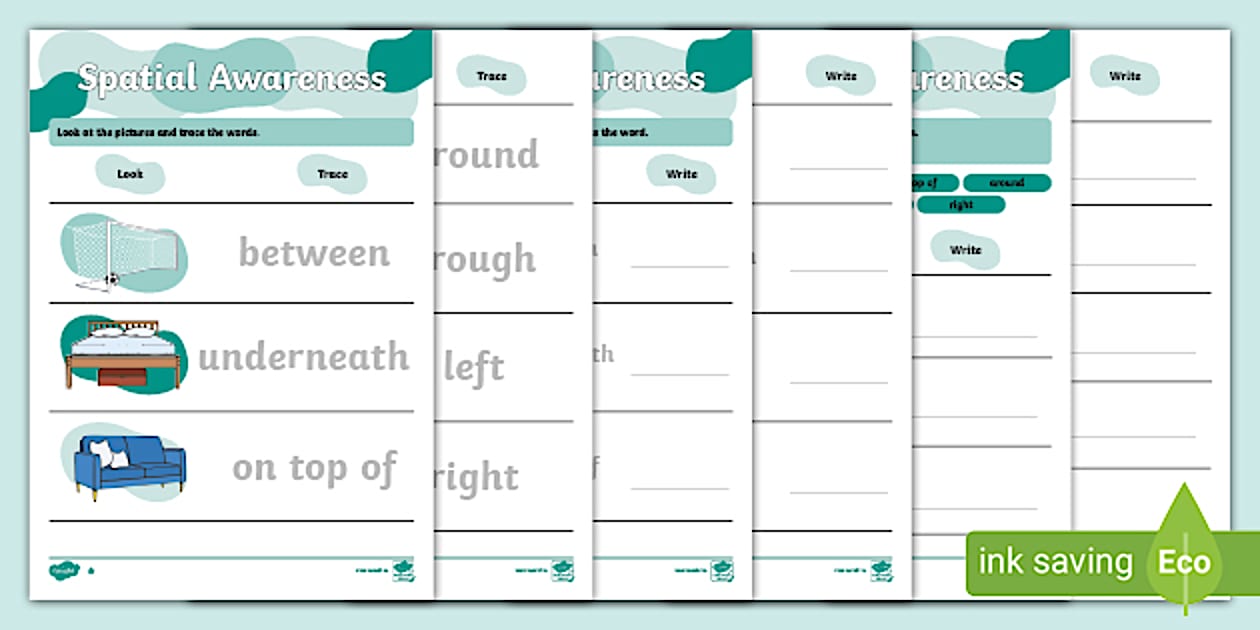 Look and trace spatial awareness worksheet- easy to print.