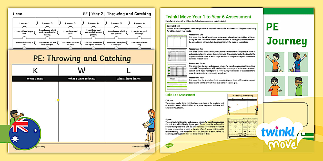 Move PE Year 2 Throwing and Catching Assessment Pack