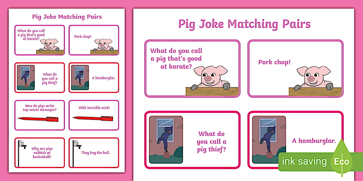 Pig Joke Matching Pairs (Teacher-Made) - Twinkl