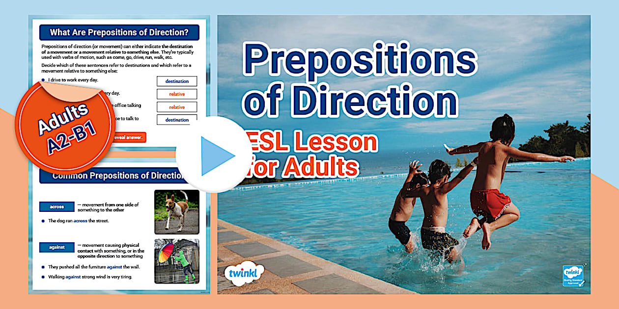 ESL Prepositions of Direction PowerPoint [Adults, A2-B1]