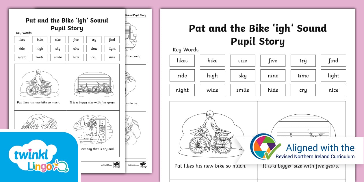 Pat and the Bike 'igh' Sound Pupil Story Activity Sheet