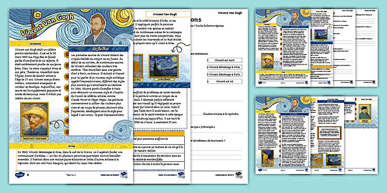VINCENT VAN GOGH ACTIVITÉ DE COMPRÉHENSION ÉCRITE DIFFÉRENCIÉE