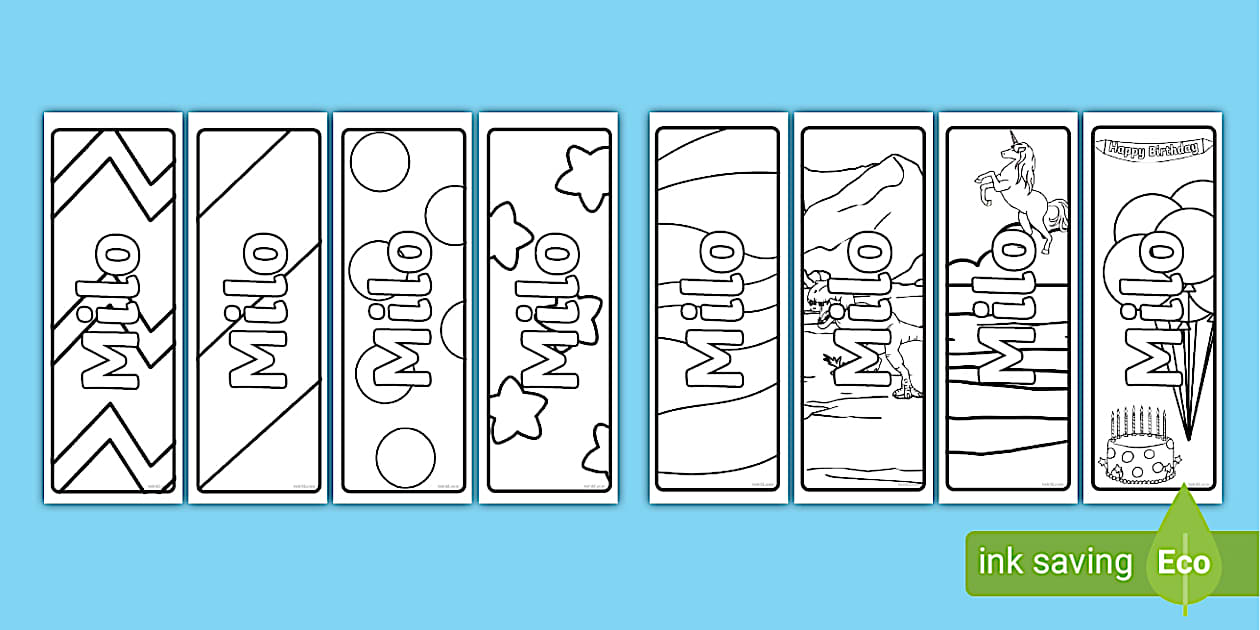 Milo Name Simple Colouring Bookmarks (teacher made) - Twinkl