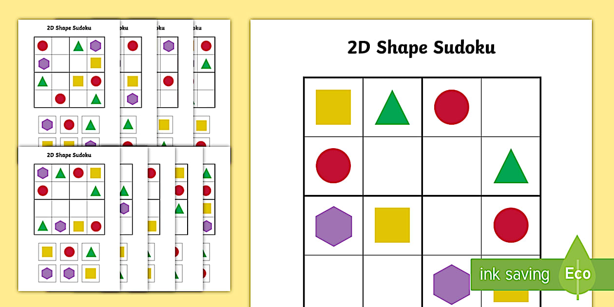 2D Shape Sudoku (teacher made) - Twinkl