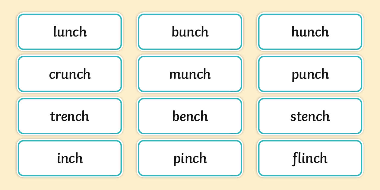 'nch' Word Cards - Twinkl English Display (Teacher-Made)