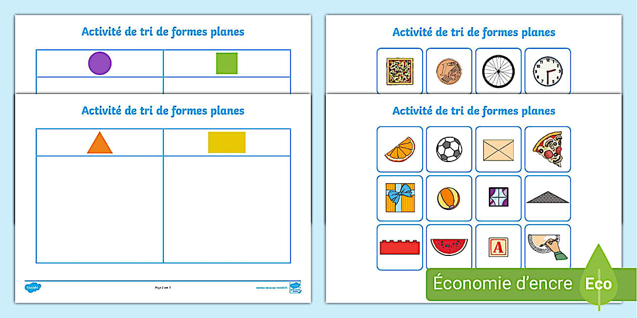 Activité de tri de formes planes et objets du quotidien