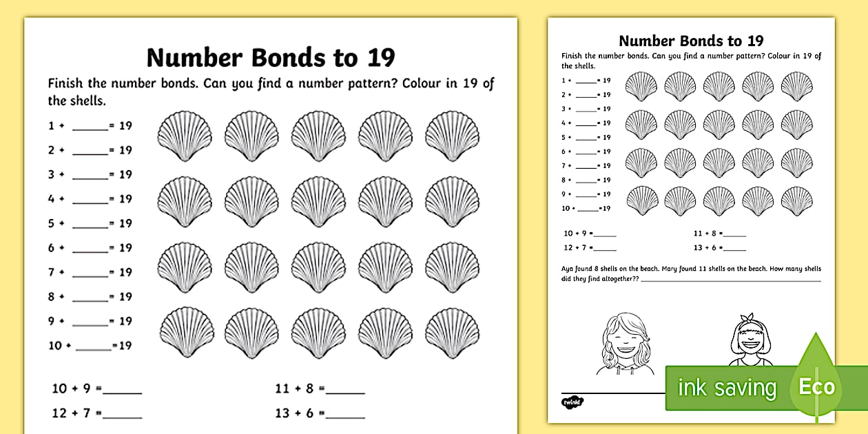 Number Bonds within 20 Worksheet / Worksheet - Twinkl