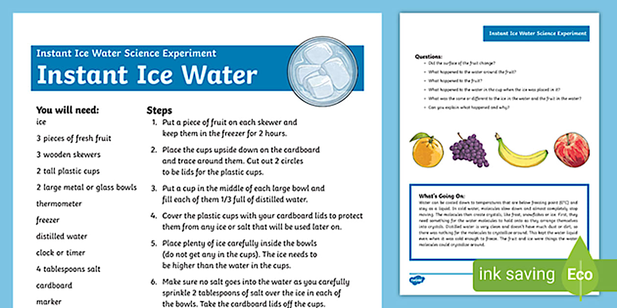 Instant Ice Water Science Experiment (teacher made) - Twinkl