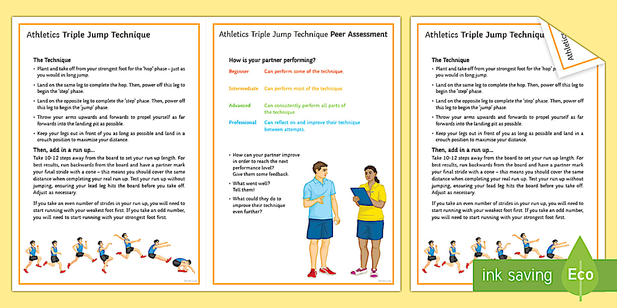 Athletics: Triple Jump Techniques Card (teacher made)