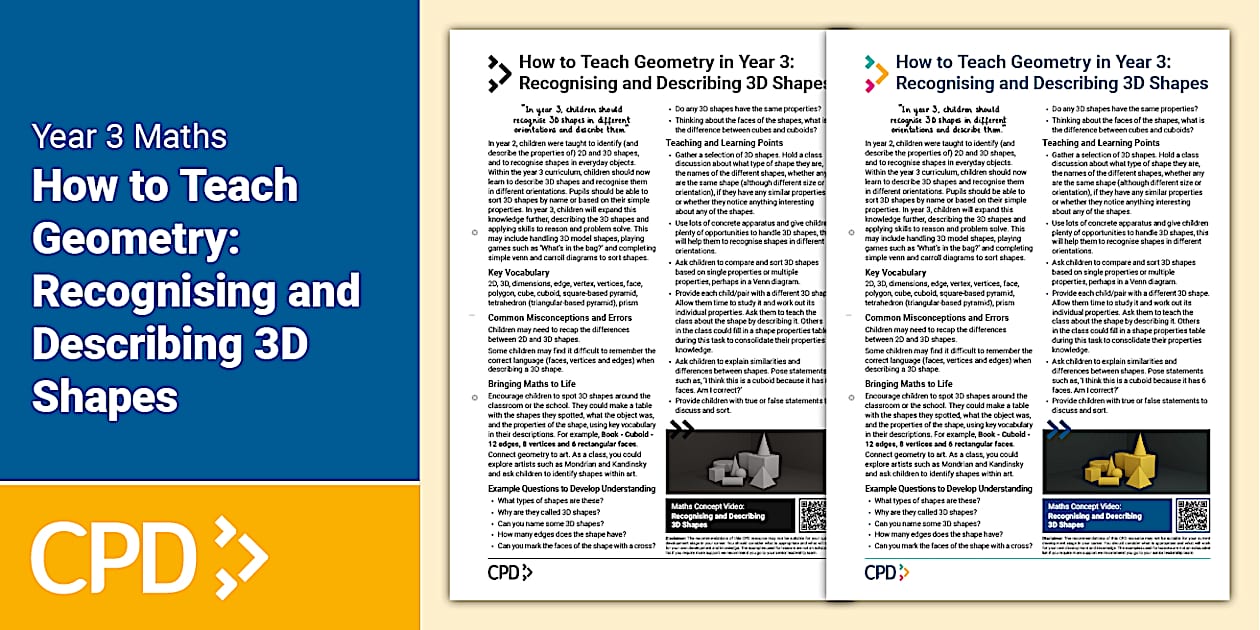 How to Teach Geometry in Year 3: Recognising and Describing 3D Shapes