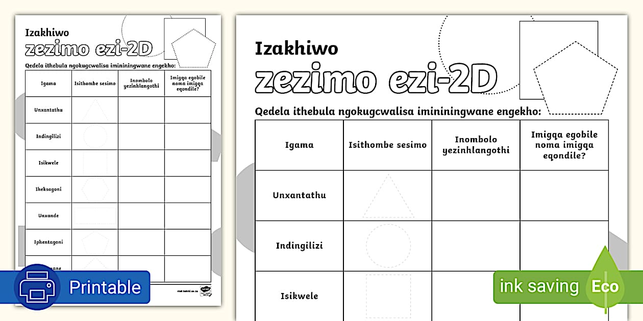Izakhiwo zezimo ezi-2D Shapes (teacher made) - Twinkl