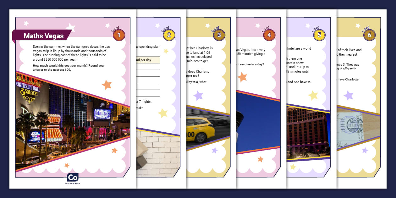 Maths Vegas Summer-Themed Transition Problem Solving Cards