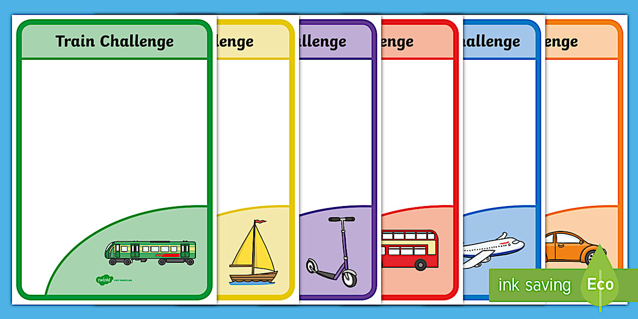 Editable Transport-Themed Blank Challenge Display Posters