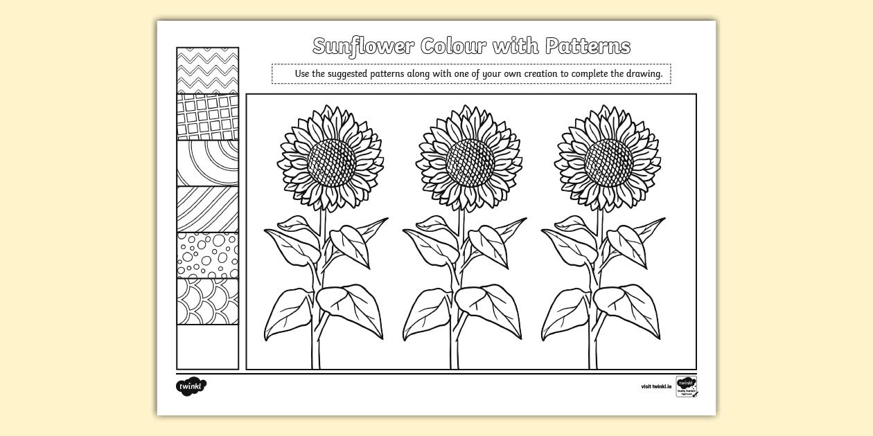 * NEW * Sunflower Colour with Patterns Activity - Twinkl
