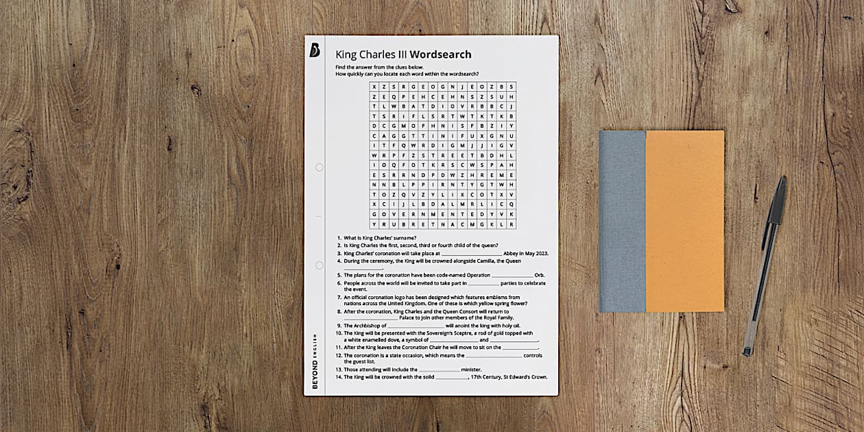 King Charles III Coronation Task | KS3 Word Search - Twinkl