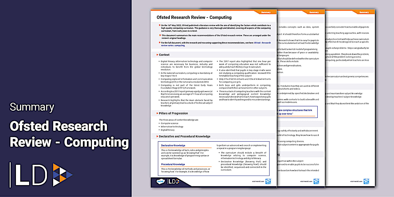 Summary: Ofsted Research Review - Computing - Leaders