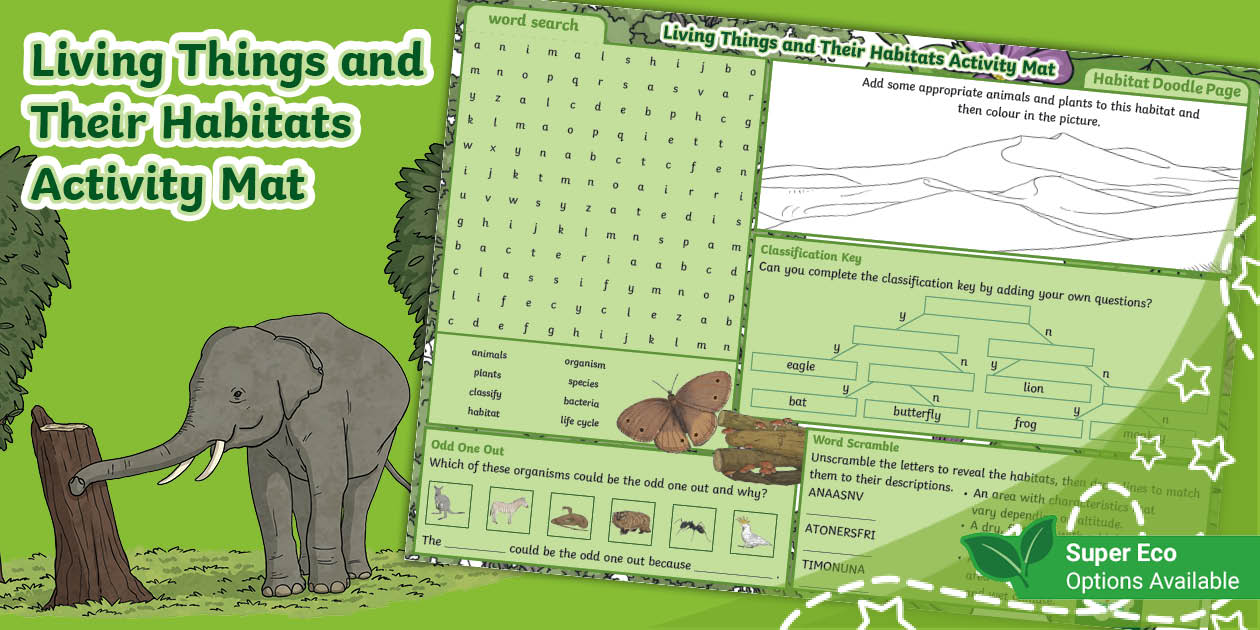 Living Things and Their Habitats Activity Mat for Ages 7-11