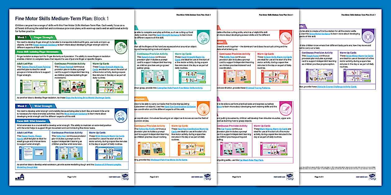 Fine Motor Skills Medium-Term Plan: Block 1 | Twinkl