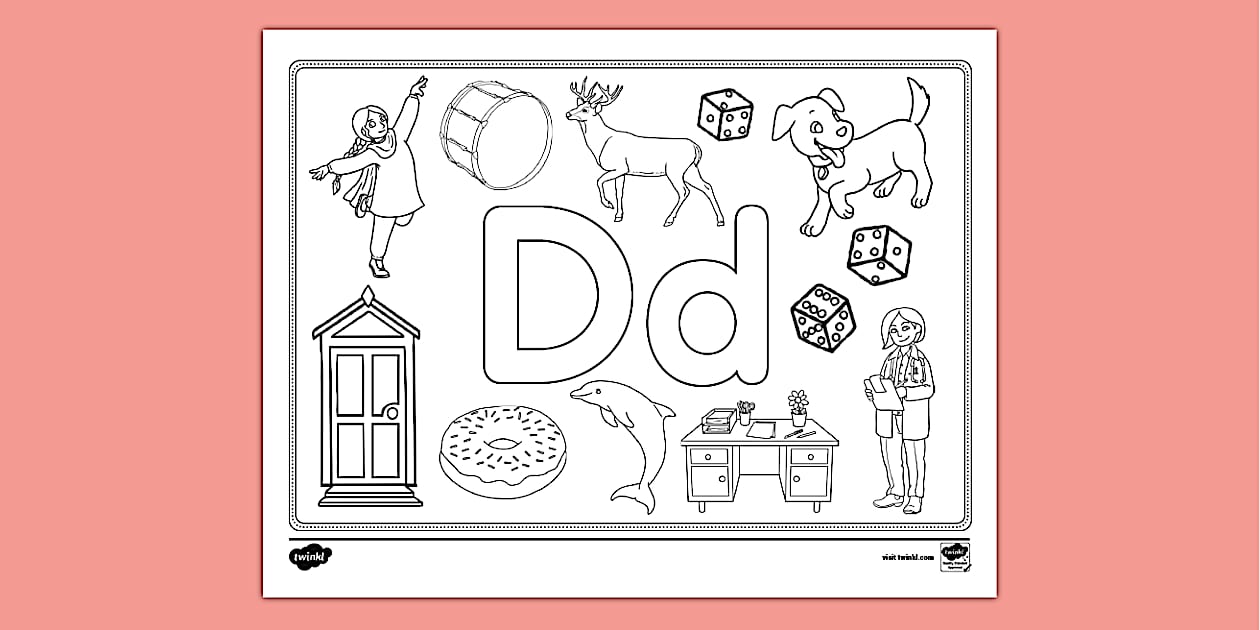 Letter D Coloring Page (Teacher-Made) - Twinkl