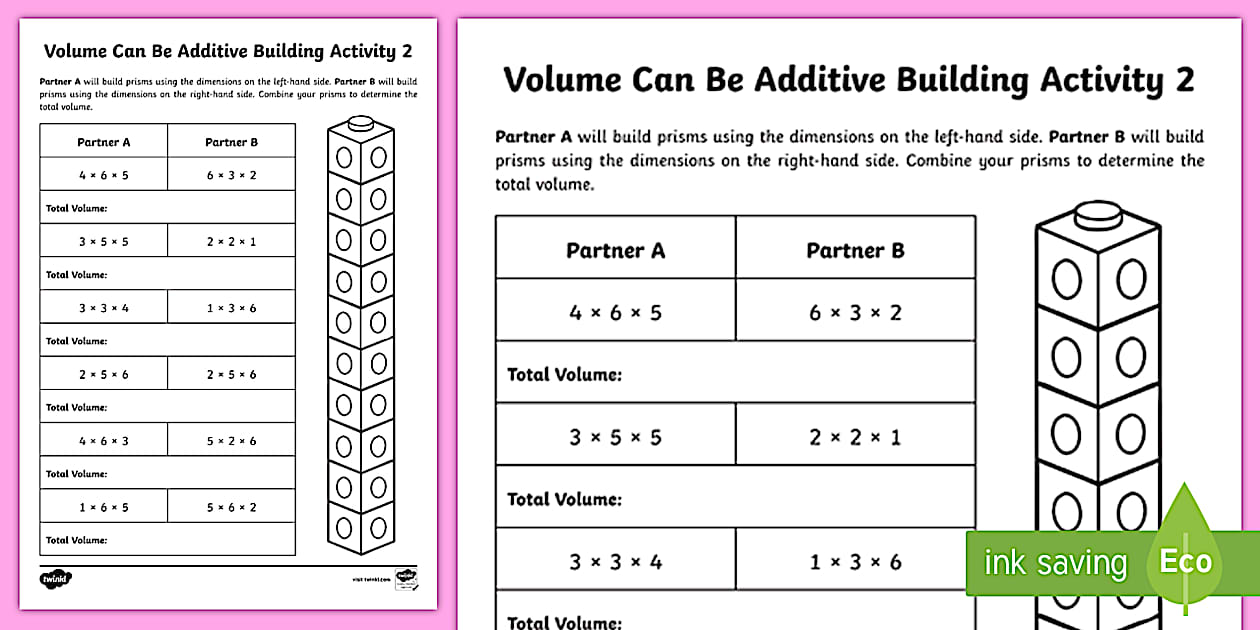 Volume Can Be Additive Building Worksheet 2 (teacher made)