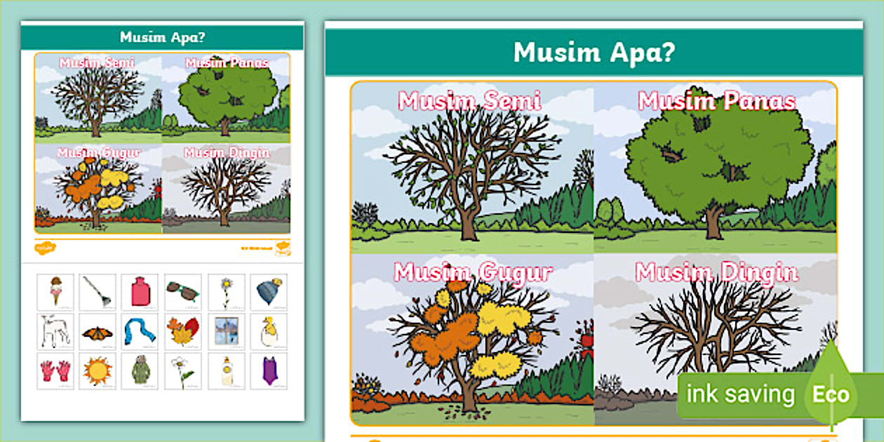 Seasons Matching Activity Indonesian (teacher made) - Twinkl
