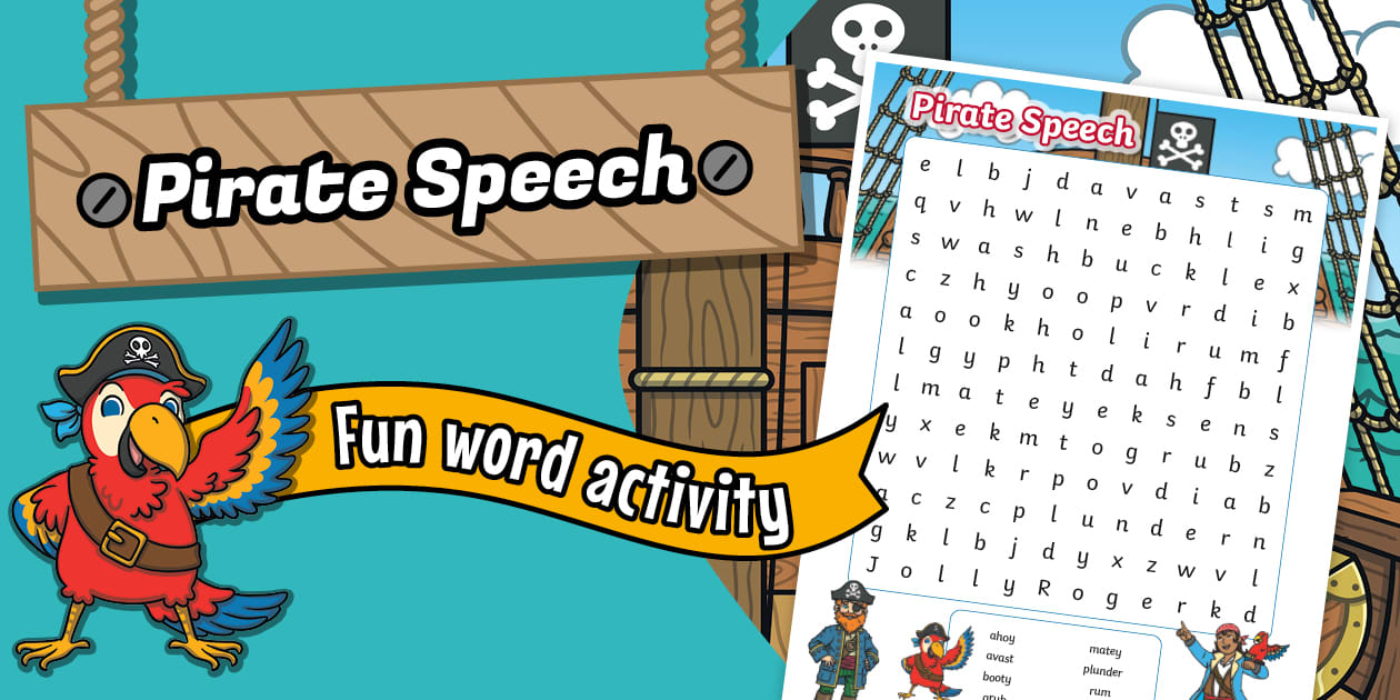 Pirate Speech Word Search - Twinkl Australia