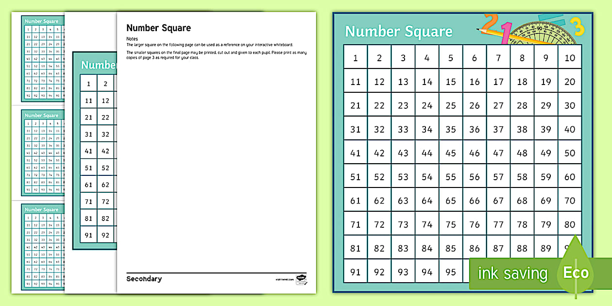 Number Square Display Poster (teacher made) - Twinkl