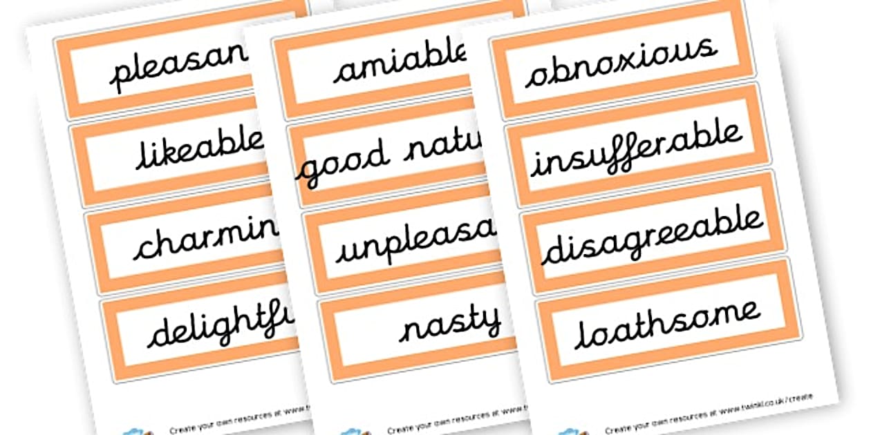 Describing Characters Vocab List (Teacher-Made) - Twinkl