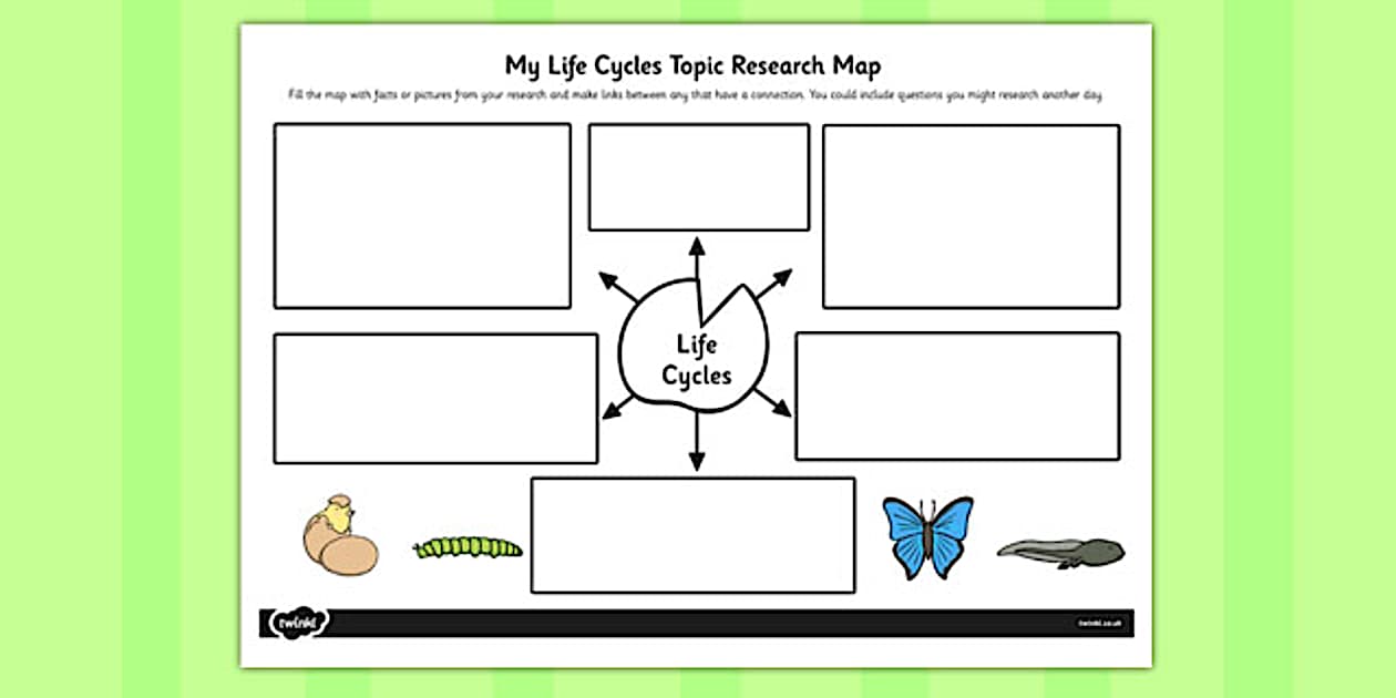Editable Life Cycles Topic Research Map (teacher made)